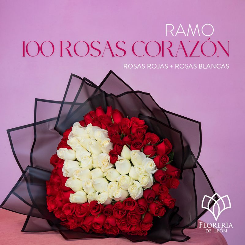 Ramo de 100 rosas Corazón - Florería de León